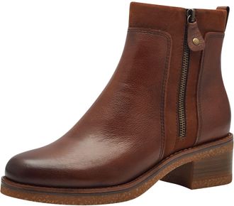 Marco Tozzi Damen Stiefeletten mit Absatz mit Lederanteil Blockabsatz, Braun (Cognac Comb), 36 EU