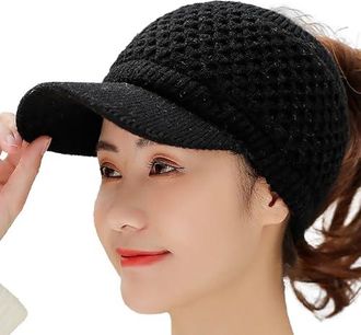 Generic Bonnet dhiver chaud en laine tricot&eacute;e avec visi&egrave;re, extensible, garde au chaud, couleur unie, automne et hiver, casquette de sport pour lext&eacute;rieur, No
