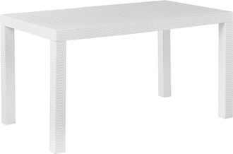 Beliani Gartentisch Rattanoptik aus Kunststoff 140 x 80 cm weiß Fossano