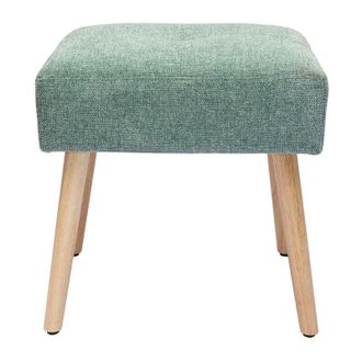 Miliboo Miliboo - Tabouret bas en tissu effet velours textur&eacute; vert c&eacute;ladon et bois clair massif H46 cm guesta