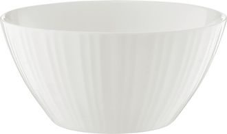 Ambition Salatschüssel Porzellan weiß Salatschale rund 23 cm klassisch elegant außen deko Rillen Spülmaschine Mikrowelle Perla Kollektion