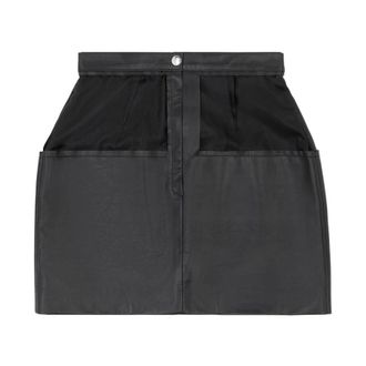 Maison Margiela Schwarzer Leder Minirock mit Eins&auml;tzen - - Skirts - Damen - Schwarzk - XS