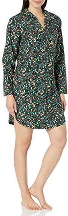 Amazon Essentials Chemise de nuit à col cranté en flanelle tissée (grandes tailles disponibles) Femme, Noir Folklorique, 4XL Grande taille