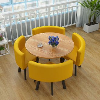 Generic 5-teiliges K&uuml;chen-Esszimmer-Set, runder Fr&uuml;hst&uuml;ckstisch mit 4 St&uuml;hlen, runder Konferenztisch f&uuml;r K&uuml;che/Esszimmer