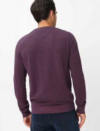 Brax Rundhalspullover Style RICK Struktur: Strickpullover aus reiner Baumwolle