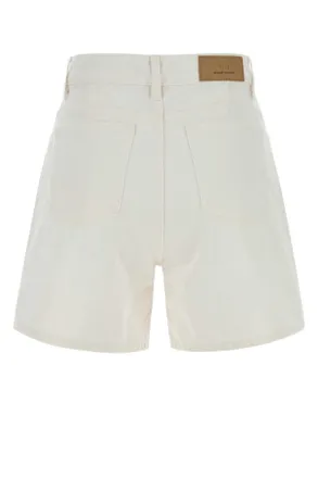 Ami With Denim Shorts - White