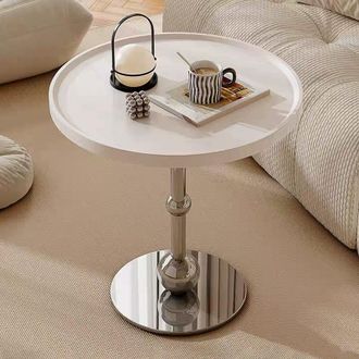 Generic Couchtisch, Tabletttisch, Kleiner St&auml;Nder Mit Edelstahlgestell, 24 Mm Konkave Tischplatte for Handy, Taschent&uuml;Cher, Fernbedienung