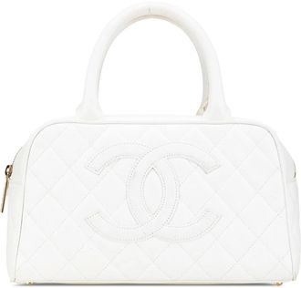 Chanel Crossbody Bags - CC Quilted Caviar Bowling Bag - Gr. unisize - in Wei&szlig; - f&uuml;r Damen