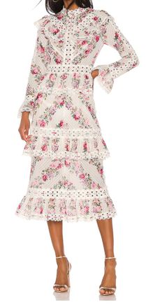 Zimmermann Honour Pintuck Floral Dress Size S