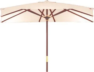 Made in Italy Parasol de jardin carr&eacute; avec structure en bois Sun Top beige 3x3 m