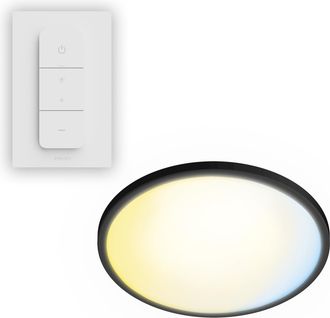 Philips Superslim Deckenleuchte inkl. Fernbedienung, 5 voreingestellte Lichtszenen, stufenloses Dimmen bis zu 1%, einfache Steuerung& Installation, schlankes 