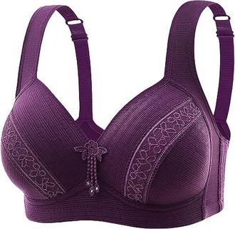 Generic 2026 Soutien-gorge sexy pour femme avec dentelle sur le devant et boucle imprim&eacute;e, sous-v&ecirc;tements sans jantes, gilet grande taille, violet, 68