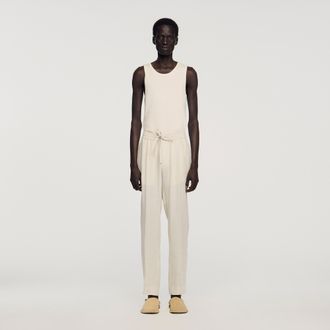 Sandro Pantalon en lin &eacute;lastiqu&eacute;