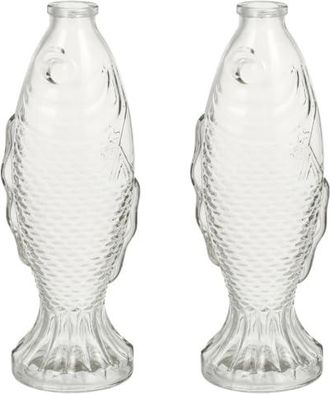 TOPBATHY Carafe Poisson Verre, Lot de 2 Bocal Poisson Rouge Vase pour Fleurs Vase en Verre Clair Transparent, en Haut Moderne, Décor, Moderne pour Maison, Bure