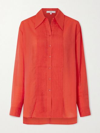 Tibi Hemd Aus Voile Mit Biesen - Rot