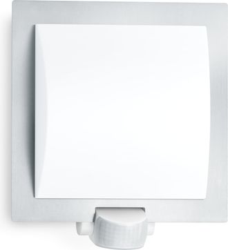 Steinel Au&szlig;enleuchte L 20 S silber, Wandleuchte mit 180&deg; Bewegungsmelder, Max. 10 m Reichweite, schlagfest, E27, Max. 60 W