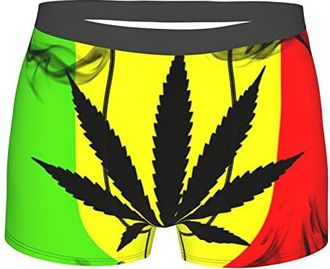 Hdadwy Boxer Briefs Rasta Feuilles sous-Vêtements Homme Respirant Confort Shorts Trunks Ceinture Couverte Slip pour Hommes S-XXL