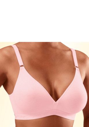 Petite Fleur Bralette-BH PETITE FLEUR, Damen, Gr. 70, Cup B, rosa (2xwei&szlig;, 1xrosa), Jersey, Obermaterial: 75% Baumwolle, 15% Elasthan, 10% Polyester, BHs BH BH-Set