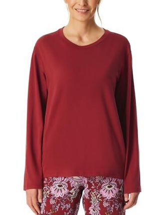 Schiesser Damen Schlafshirt Langarm Baumwolle-Mix + Relax Haut de Pijama, Rouge fonc&eacute; 182103, 48 Femmes