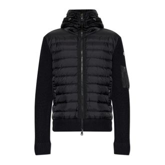 Moncler Homme, Pulls, Noir, Taille: 2XL Gilet avec duvet devant