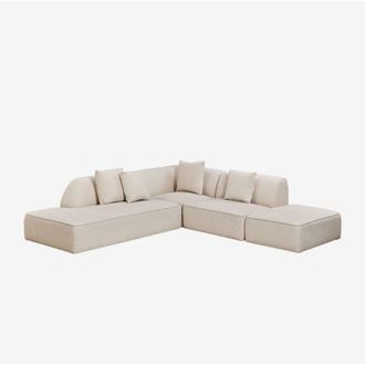 Sklum Cardea 3-teiliges modulares Ecksofa mit Chaiselongue links und gepolstertem Pouf