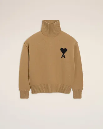 Ami Pull Marron Col Cheminée Ami De Coeur En Laine Noir - XXXL - Unisex