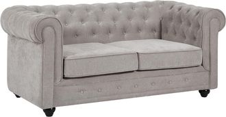 Vente-Unique Sof· 2 plazas en Tela Gris Chesterfield