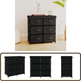 vidaXL Armoire de rangement avec 6 tiroirs 55x29x55 cm Noir Acier - Meuble De Rangement - Armoire De Rangement - Commode - Unité De Rangement - Tiroir