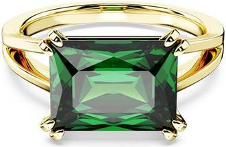 Swarovski Bague cocktail Stilla, Taille rectangulaire, Verte, Placage de ton or