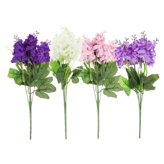 Cabilock 4 St&uuml;ck K&uuml;nstliche Hyazinthenzweige Realistische Deko aus Langlebigem Material Farblich Sortiert Dunkelviolett Hellviolett Creme Rosa Pflegefreie Bl&uuml;t