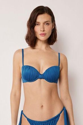 Calzedonia Gepolstertes Push-up-bikini-top Shiny Satin Blau