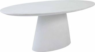 Oviala Table de jardin ovale effet b&eacute;ton lisse 8 places 200x110 cm blanc