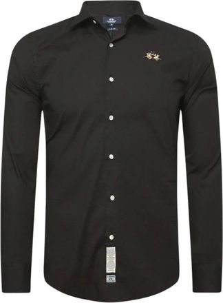 La Martina Homme, Chemises, Noir, Taille: M Chemise Popeline Coupe Slim