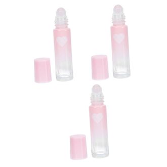 Valiclud 3 Stück Kleine Rollflaschen mit Kristallkugel Dickwandige Rosa Farbverlauf und Ätherische Ölbehälter Nachfüllbare Kosmetikflaschen für Reise und Allta