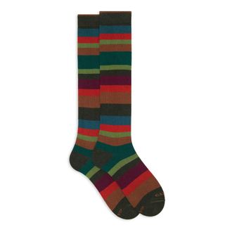 Gallo Gallo, Homme, Sous-vêtements, Multicolore, Taille: M Calze lunghe cotone righe multicolor a sette colori