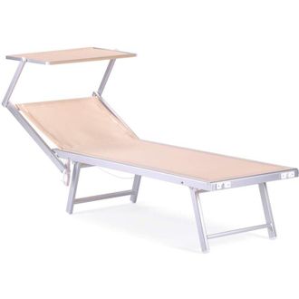 Mobili Rebecca Liegestuhl Rebecca Mobili Jambul 38x186x61 Aluminium Polyester Beige Modern