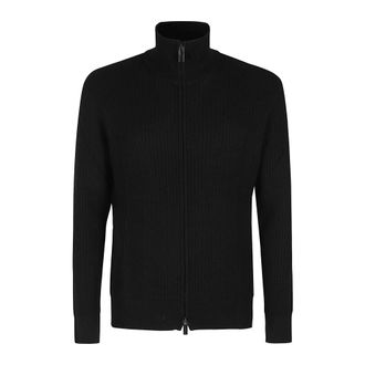 Paolo Pecora Merino Woll Checkered Zip Sweater - - Knitwear - Herren - Schwarzk - M