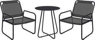 OUTSUNNY Ensemble salon de jardin 3 pcs 2 fauteuils et table ronde gris