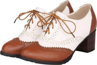 Valiclud Chaussures Femme Chic à Talon Chunky Confortable avec Lacets Escarpins Élégants pour Bureau Et Soirée Style Classique Et Stable Adaptées à Toutes Occa