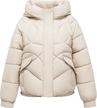 Generic Vestes matelassées à capuche pour femme, vestes dhiver pour femmes, col rabattu britannique, manteau dhiver confortable à capuche rembourré pour femme