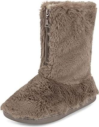 Polar Mousse &agrave; m&eacute;moire de forme zipp&eacute;e en fausse fourrure recouverte de semelle en caoutchouc int&eacute;rieur ext&eacute;rieur confortable chaussons de luxe de luxe de f