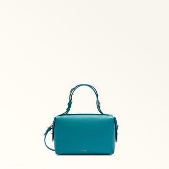 Furla Double Boston-tasche Amatore Blue Blau Night-kalbsleder Damen