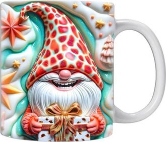 Generico Tasse de No&euml;l, tasse &agrave; caf&eacute; avec - Gnomes color&eacute;s en c&eacute;ramique avec bo&icirc;tes Tasse 3D, grande capacit&eacute; pour les femmes amateurs danniversaire de No&euml;l