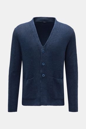 04651/ Herren - Leinen Cardigan Blue Marine navy
