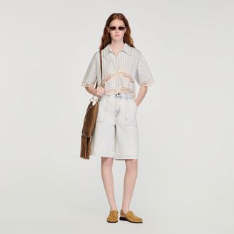 Sandro Kurze Streifenbluse aus Baumwolle
