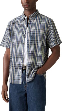 Levi's Herren Authentic Hemd mit kurzen Ärmeln Kesey Plaid Vintage Indigo Blue XL