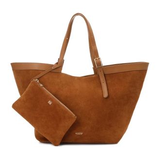 Kazar Wildleder hellbraune Trapez-Handtasche - - Bags - Damen - Braun - ONE SIZE