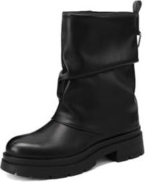 Queen Helena Bottines à Jambières Larges Bottes Basses Femme X33-51, Noir en polyuréthane., 36 EU