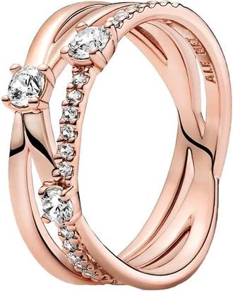 Pandora Ring Timeless funkelnder Dreifachring Zirkonia ros&eacute;vergoldet 189400C01 58
