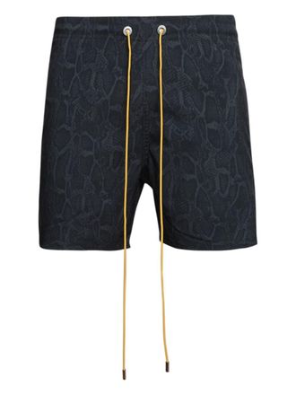 Rhude Badeshorts mit Schlangen-Optik - Gr&uuml;n